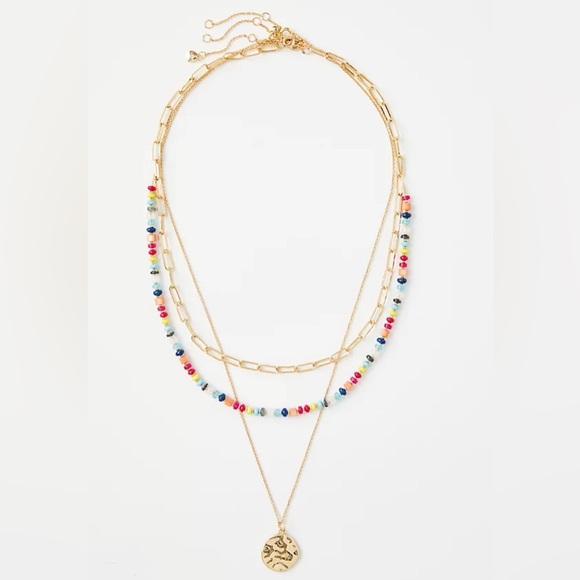 LOFT | Jewelry | Nwt Loft Coin Beaded Layered Chain Link Necklace ...
